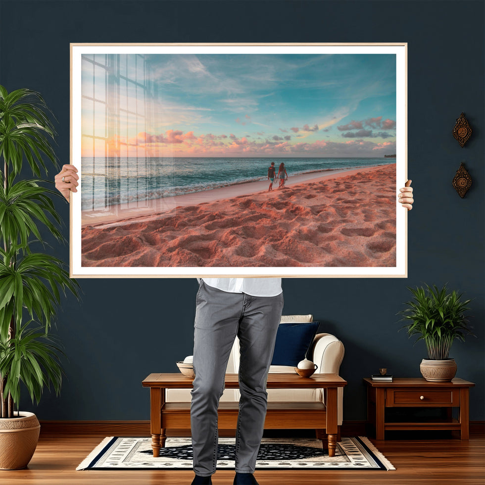 Pastel Beach Walk Wall Art Canvas Print – Soft Coastal Photography Art ...