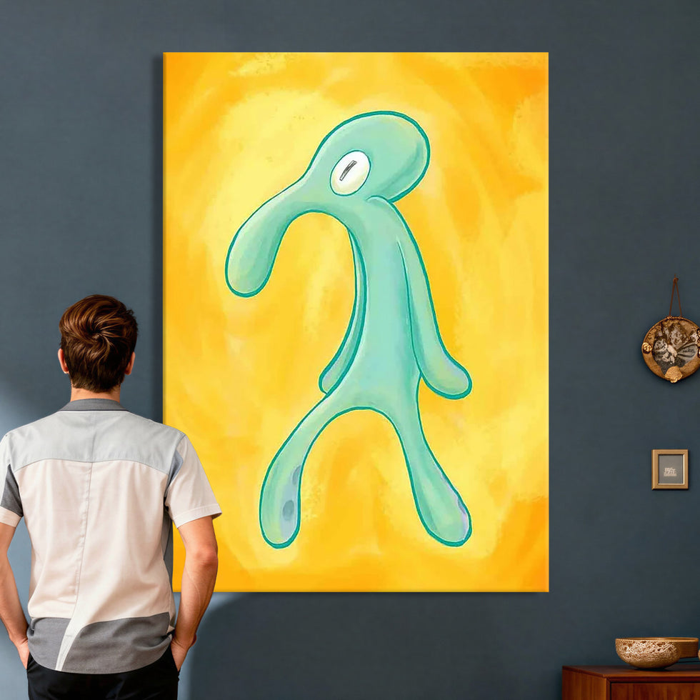 Squidward Tentacles Wall Art Canvas Print – Bold and Brash Style Artwo ...