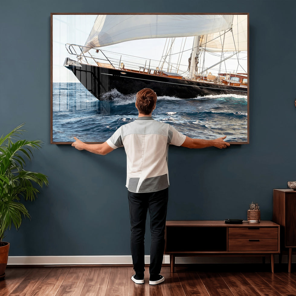 Boat Yacht Wall Art – Ocean Waves & Sailing Adventure Canvas Print, Na ...