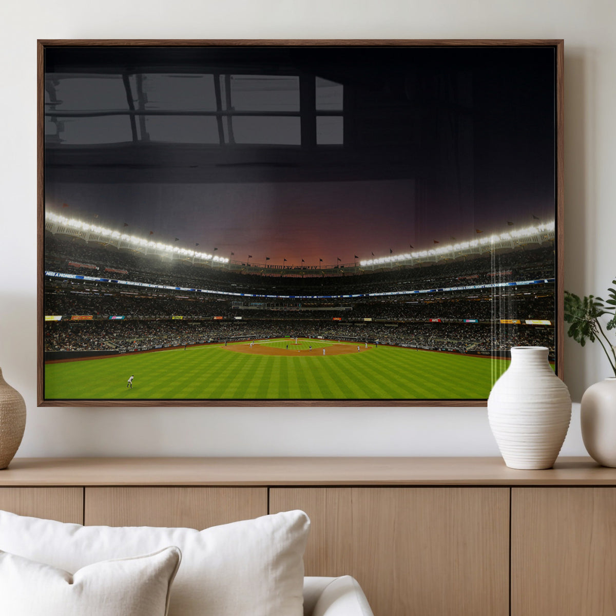 Yankee Stadium Night Game Triple Canvas, Yankee Stadium Canvas Wall ...