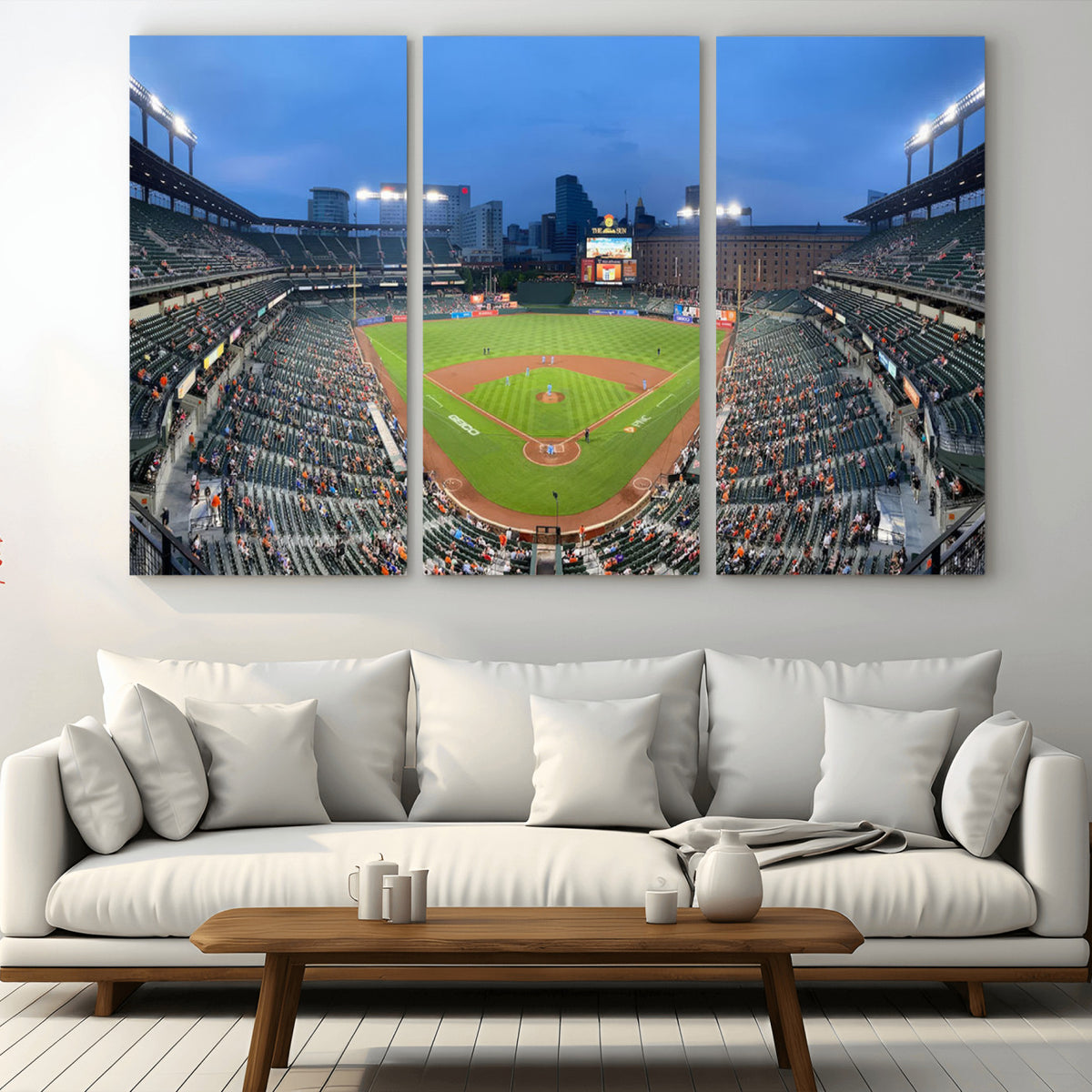 Wall Art Canvas Print Baseball Stadium Field Lights Fans Sports Arena ...