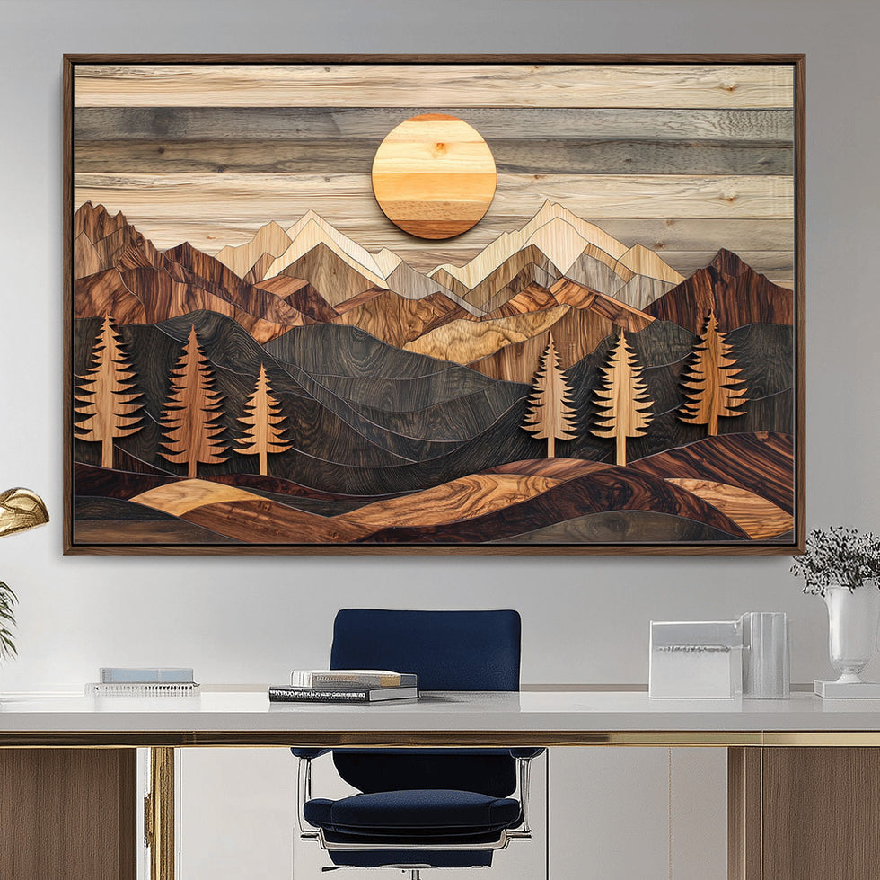 Wood Mountain Wall Art | Rustic Modern Home Decor – MyGreatCanvas ...