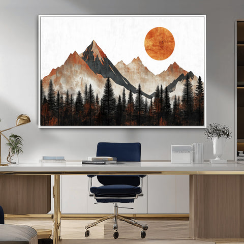 Modern Abstract Mountain Canvas Wall Art Print, Abstract Landscape ...