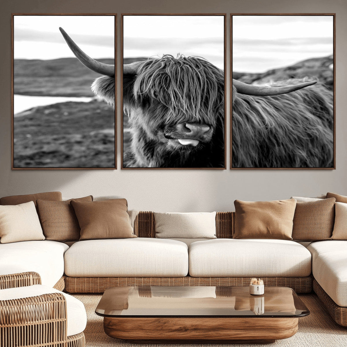 Longhorn Steer Canvas Print - Highland Cow Art Home Decor ...