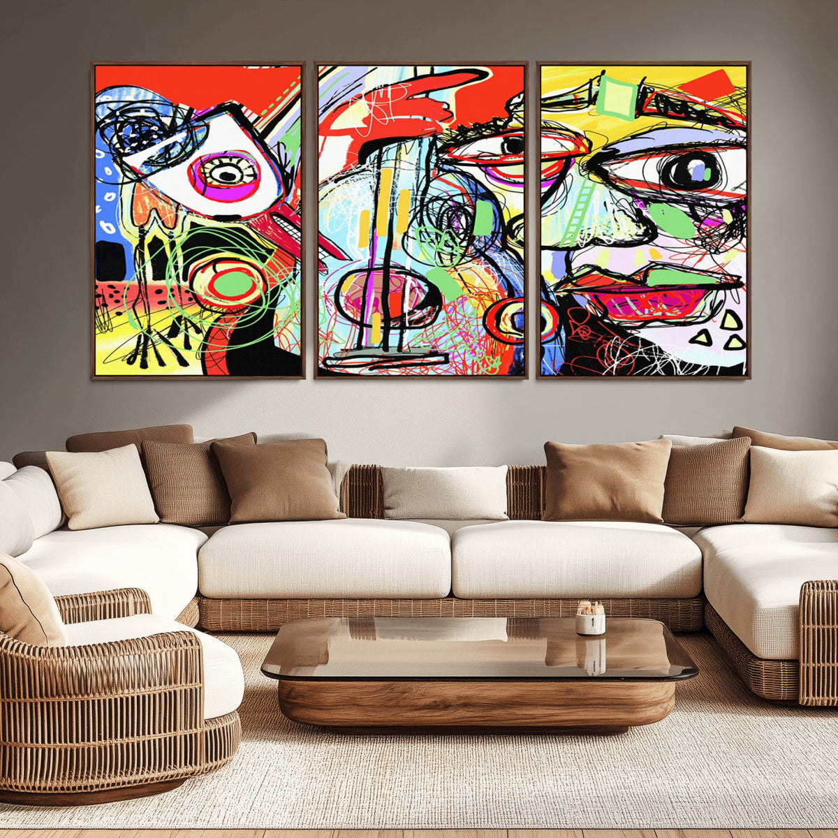 Picasso style art - Colorful Abstract Canvas Wall Art Print ...