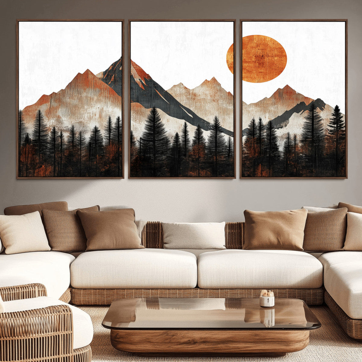 Modern Abstract Mountain Canvas Wall Art Print, Abstract Landscape ...