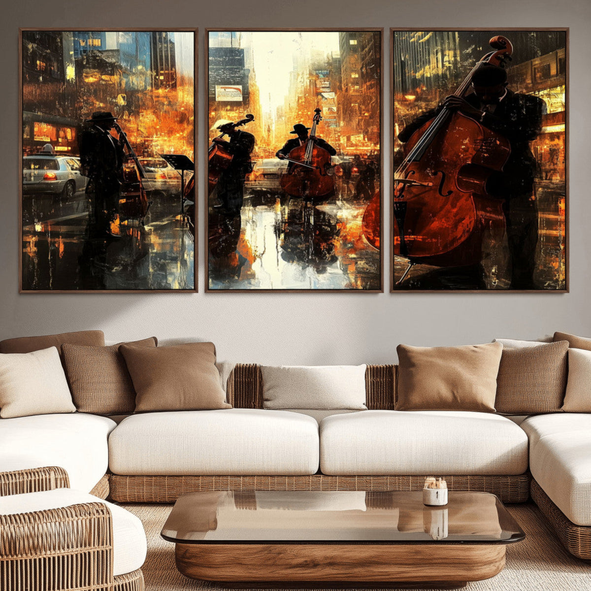 Jazz Wall Art Canvas Print – Colorful Musical Instrument Scene Framed ...