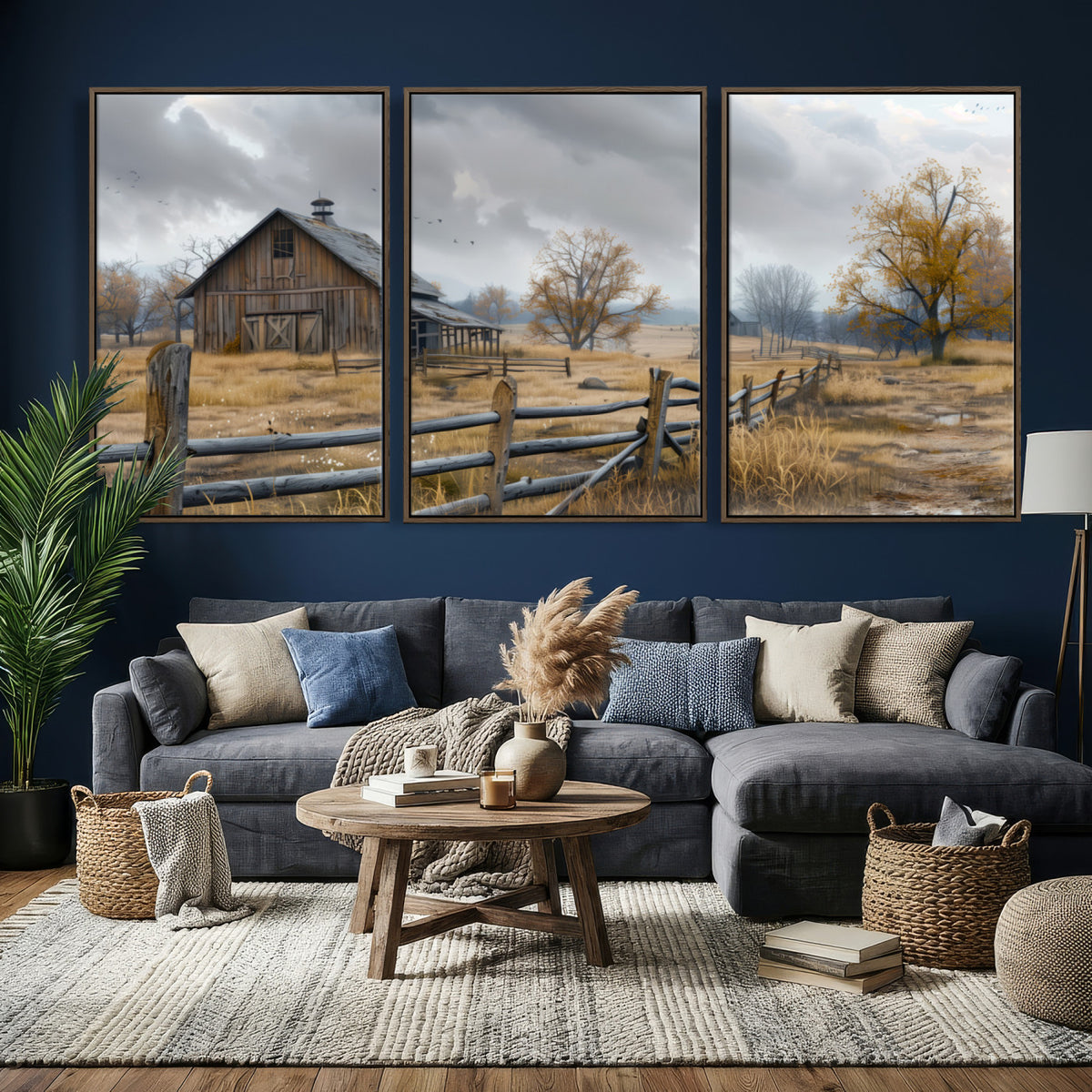 Rustic Autumn Farmhouse Wall Art Canvas Print – Serene Countryside ...