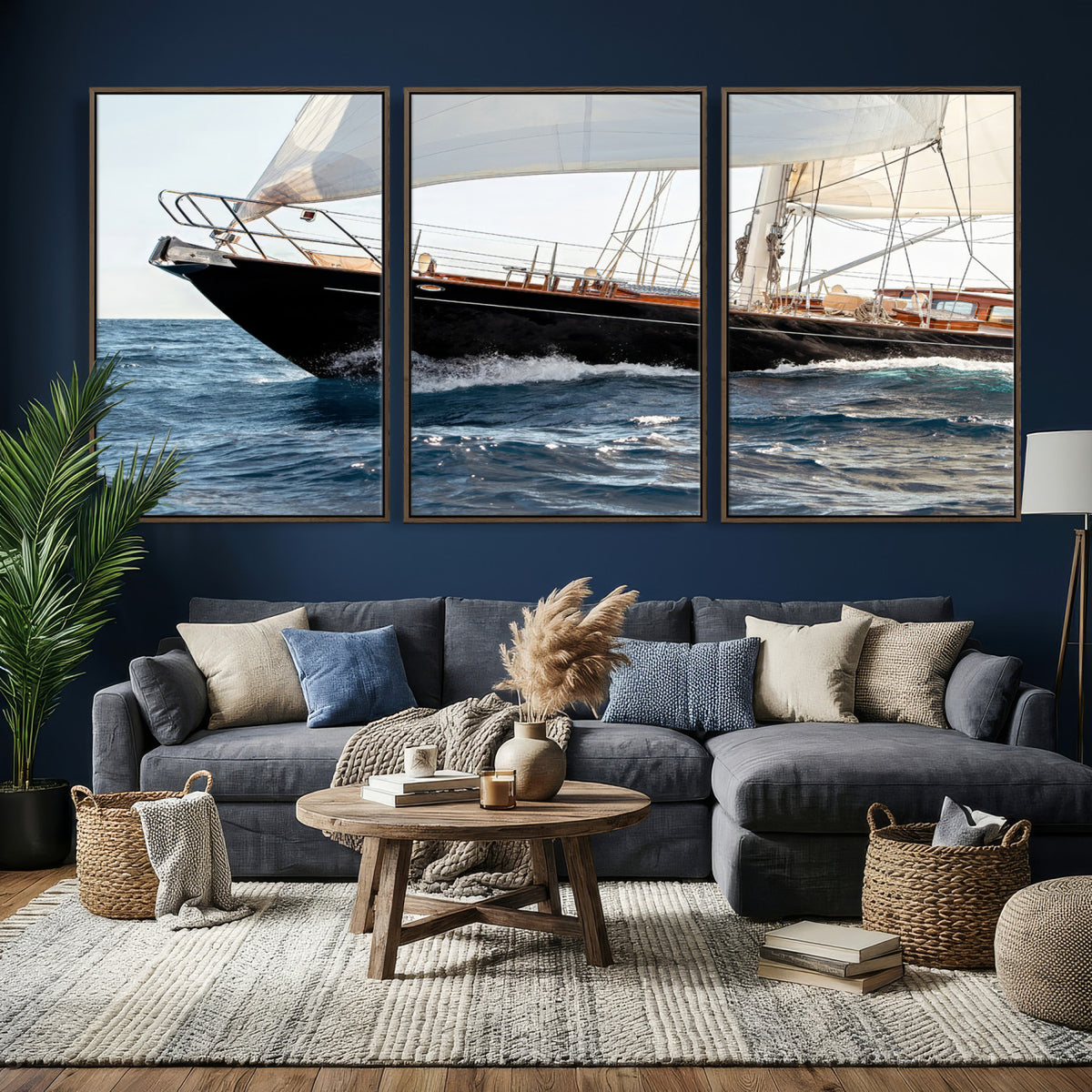 Boat Yacht Wall Art – Ocean Waves & Sailing Adventure Canvas Print, Na ...