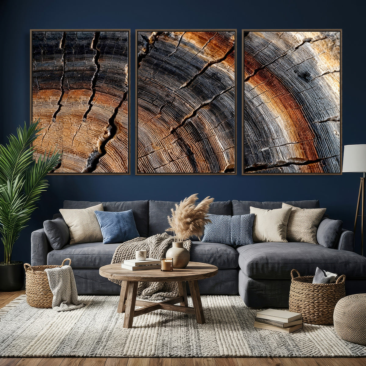Abstract Tree Ring Wall Art Print – Natural Rustic Wood Canvas, Framed ...
