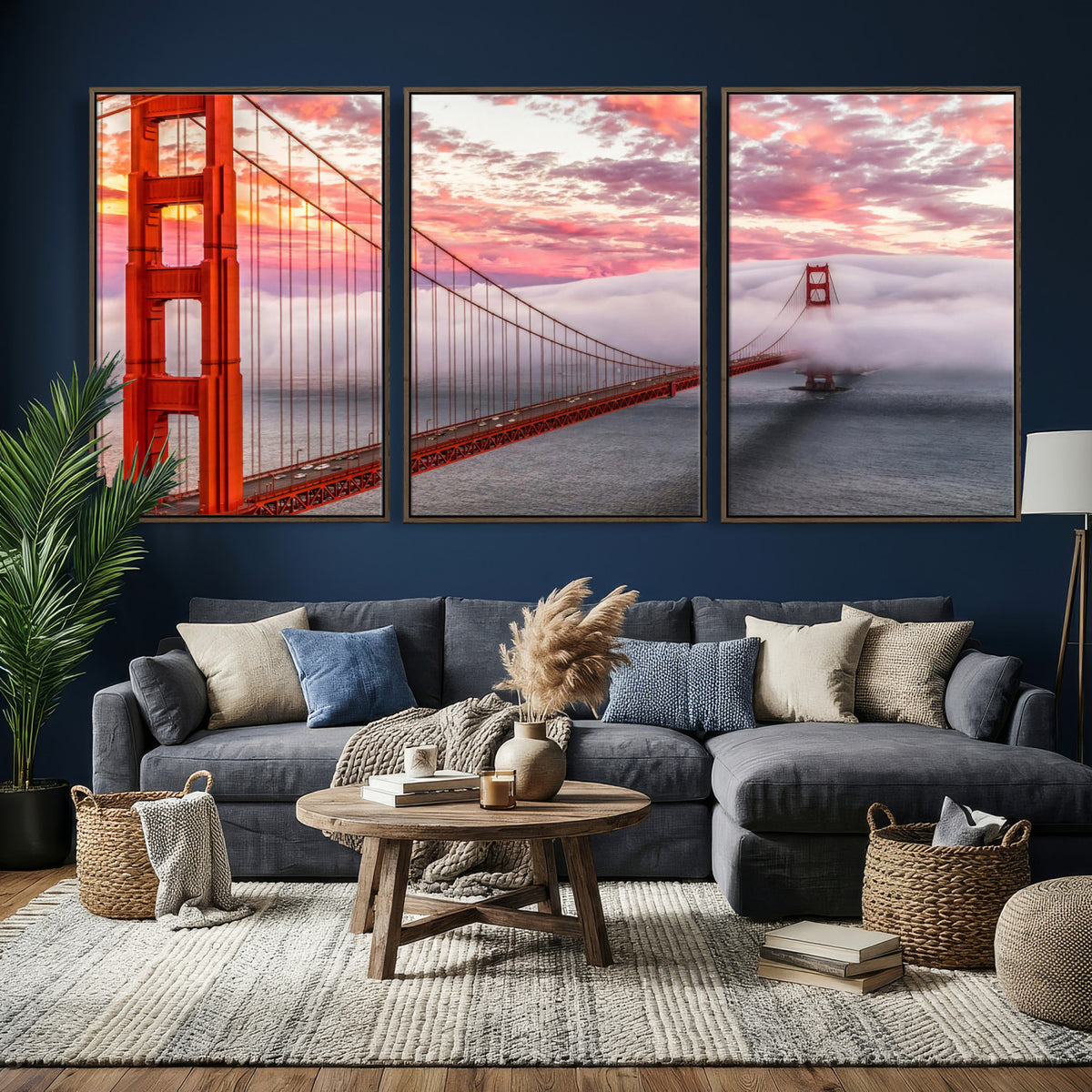 Golden Gate Bridge Wall Art - Stunning Sunset Canvas Print ...