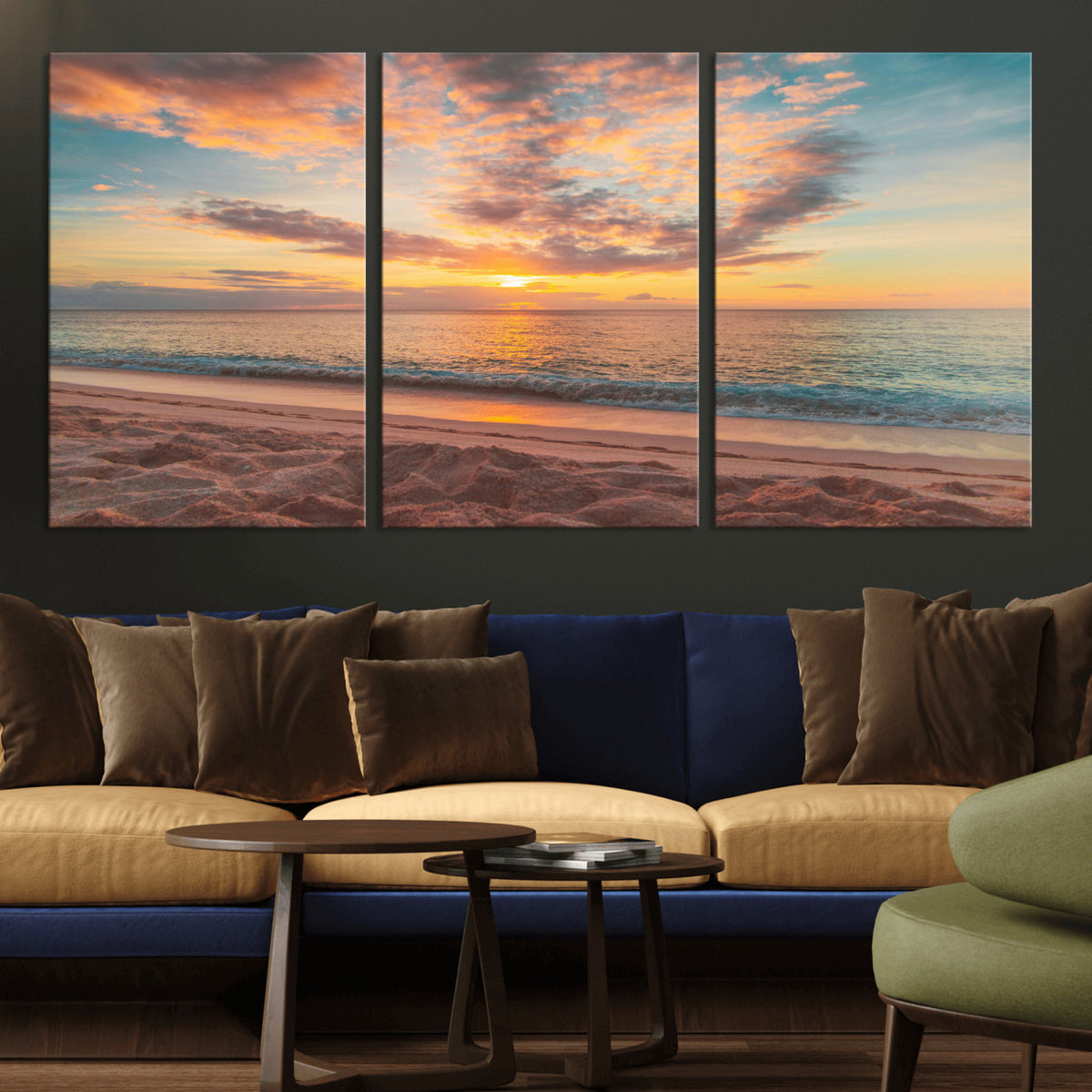 Sunset Beach Walk Wall Art Canvas Print – Soft Coastal Photography Art ...