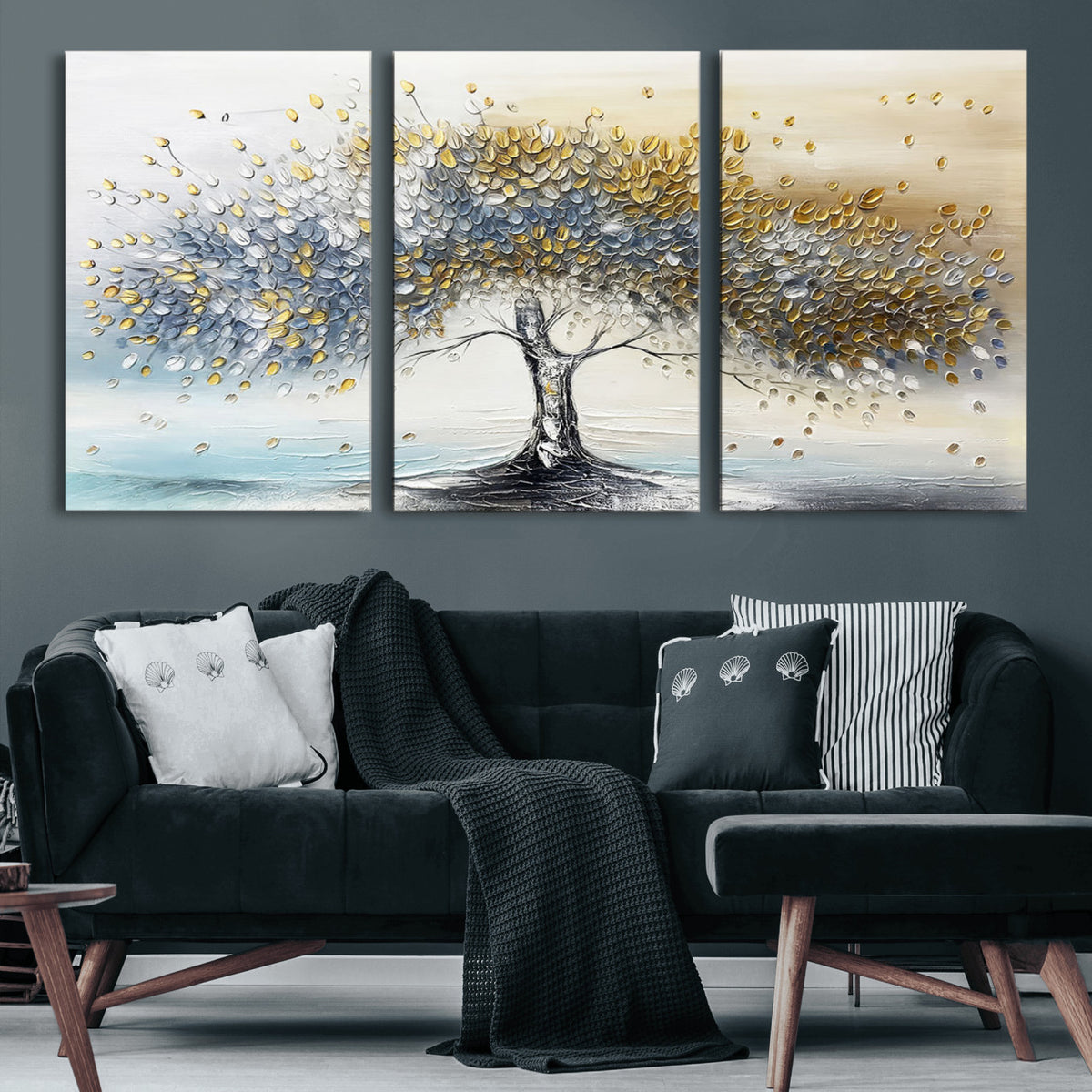 Elegant Leaves Canvas - Modern Tree Wall Art for Home – MyGreatCanvas ...