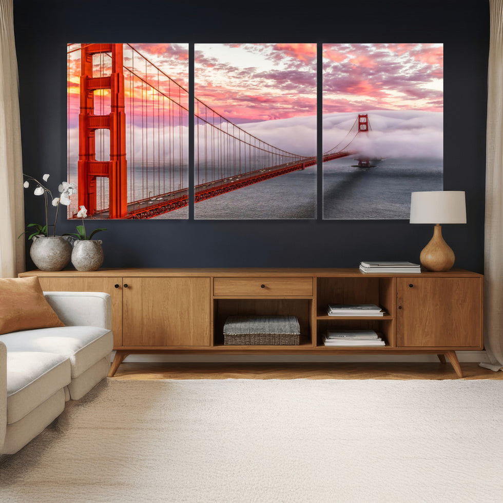 Golden Gate Bridge Wall Art - Stunning Sunset Canvas Print ...
