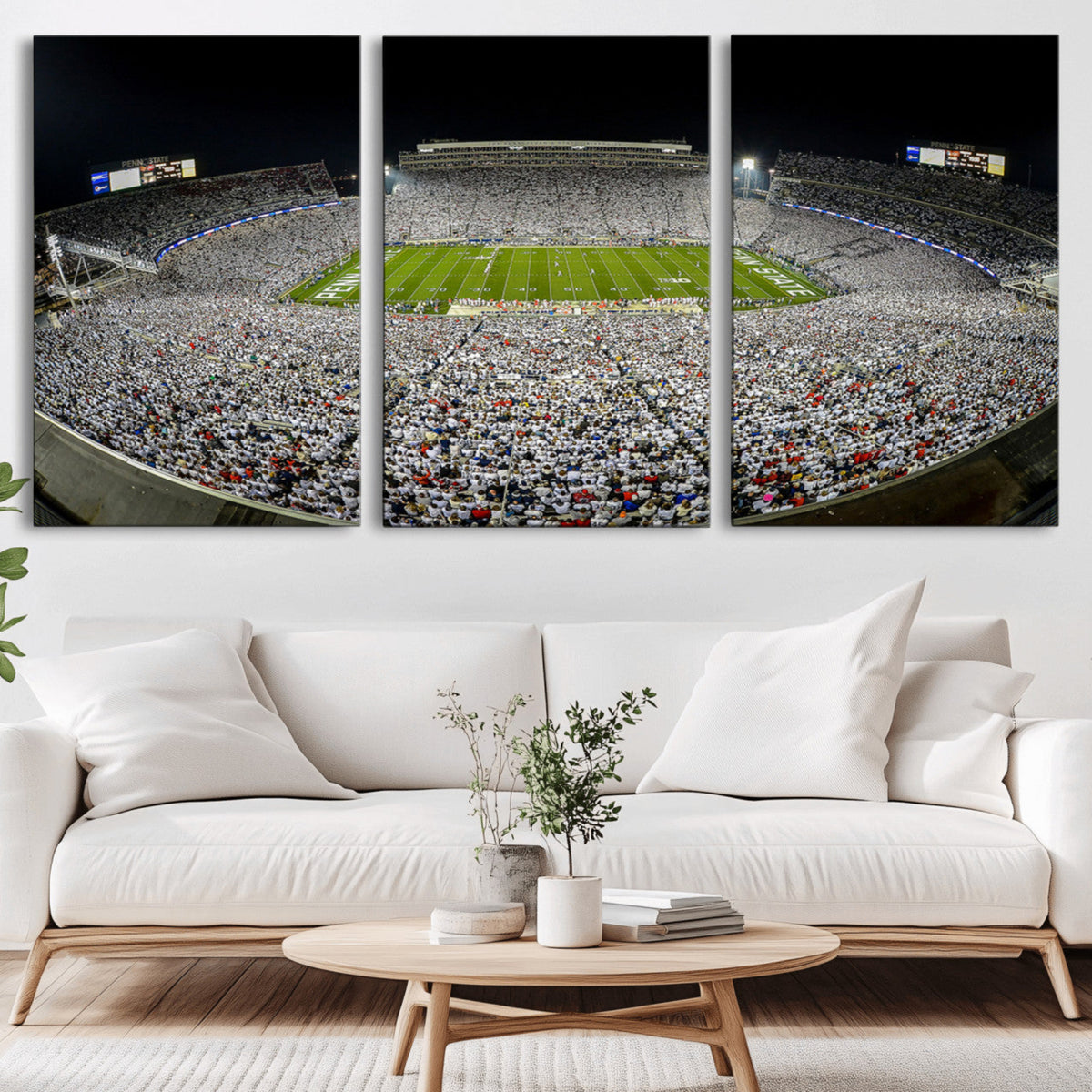 Beaver Stadium Night Game Triple Canvas Wall Art - Penn State Nittany ...