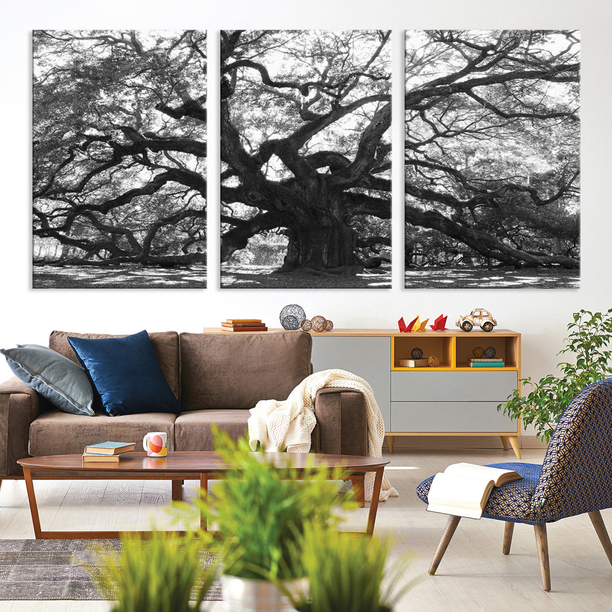 Ancient Oak Wall Art Canvas Print, Majestic Twisted Branches and ...